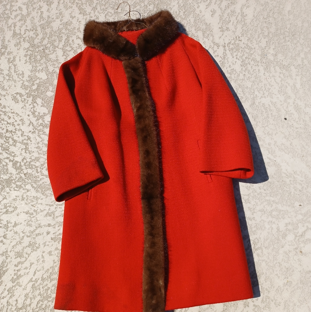 Vintage 1960s Red Wool Coat - Gem